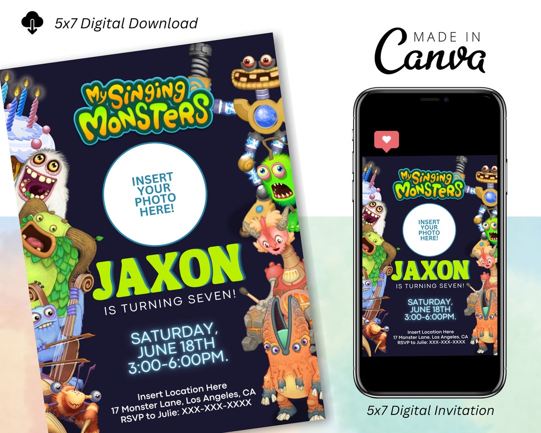 My Singing Monsters MSM Birthday Invitation, My Singing Monsters ...