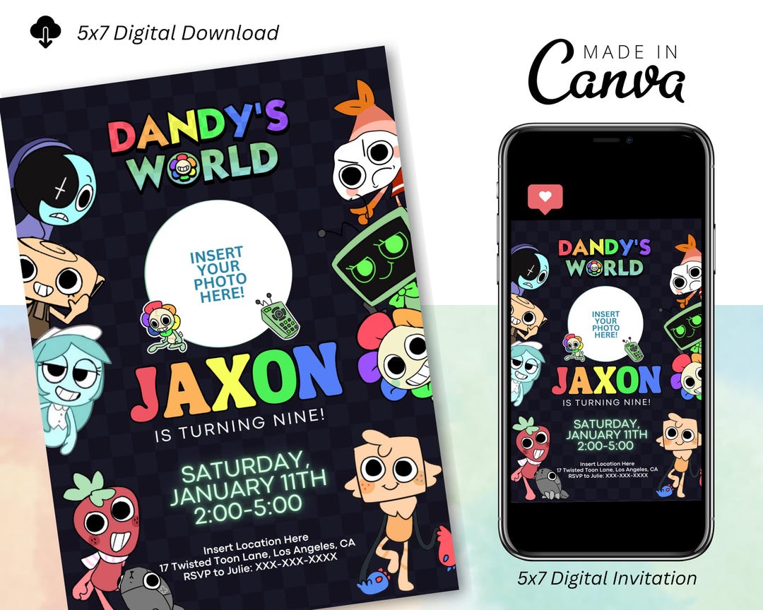 Dandy's World Birthday Invitation: Toon Party, Virtual Invite (PDF) - Etsy