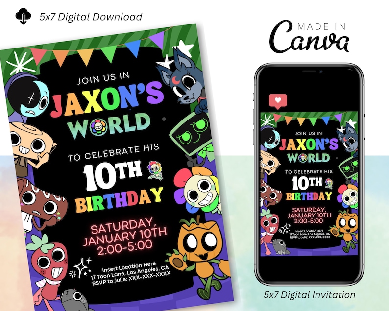 Dandy's World Birthday Invitation: Twisted Toon Party, Virtual Invite ...