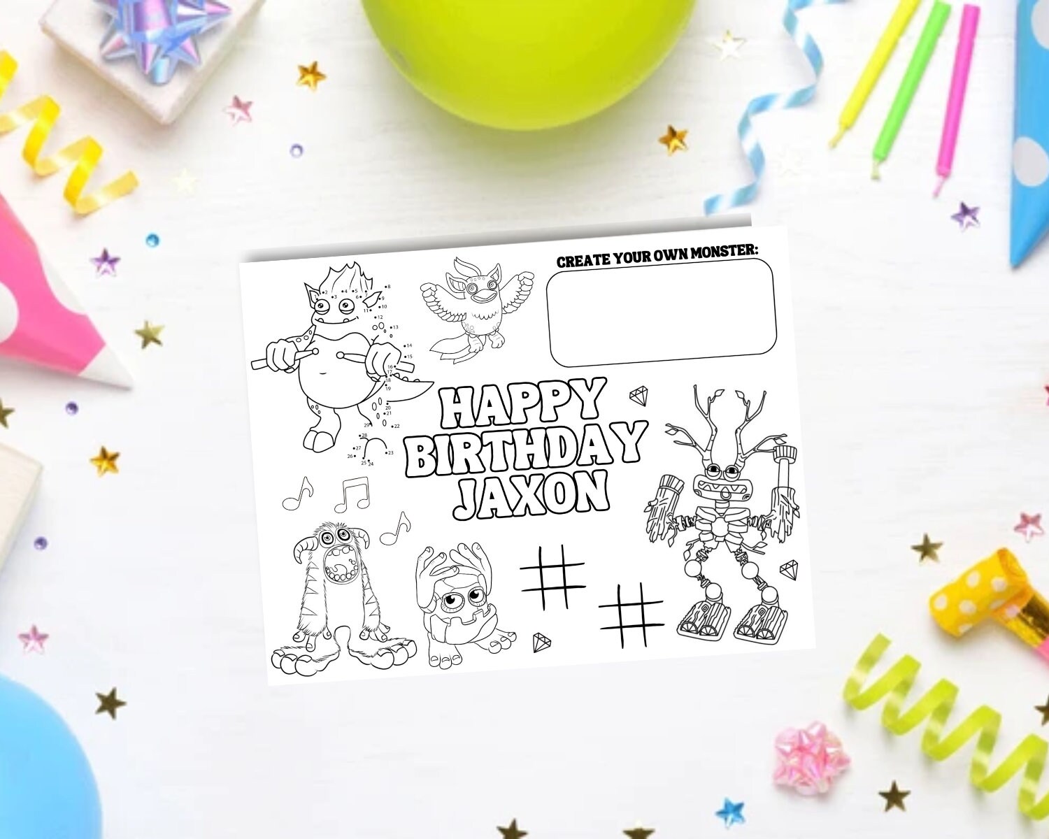 My Singing Monsters MSM Birthday Party Editable Print Out Activity ...