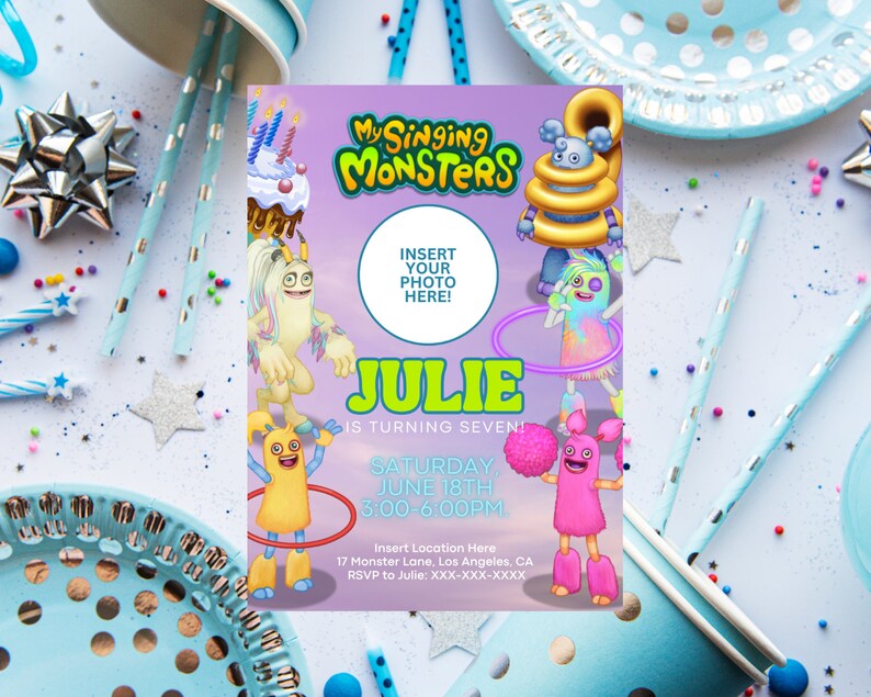 My Singing Monsters MSM Girls Birthday Invitation, My Singing Monsters ...