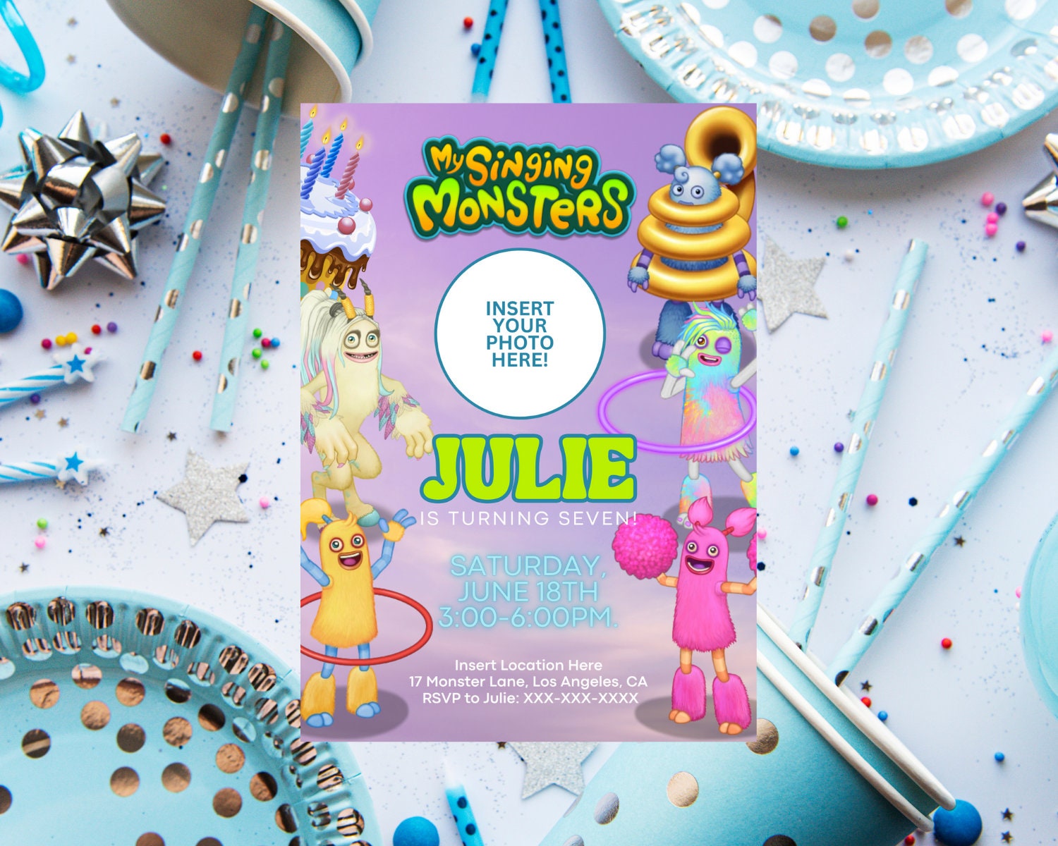 My Singing Monsters MSM Girls Birthday Invitation, My Singing Monsters ...