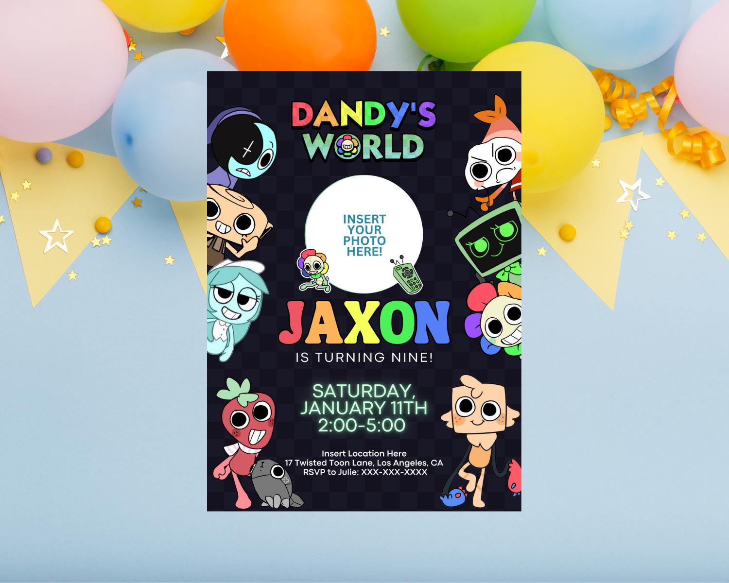 Dandy's World Birthday Invitation, Dandy Twisted Toon Birthday ...