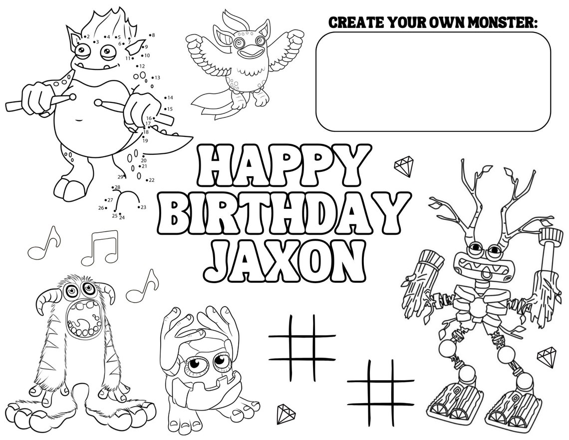 My Singing Monsters MSM Birthday Party Editable Print Out Activity ...