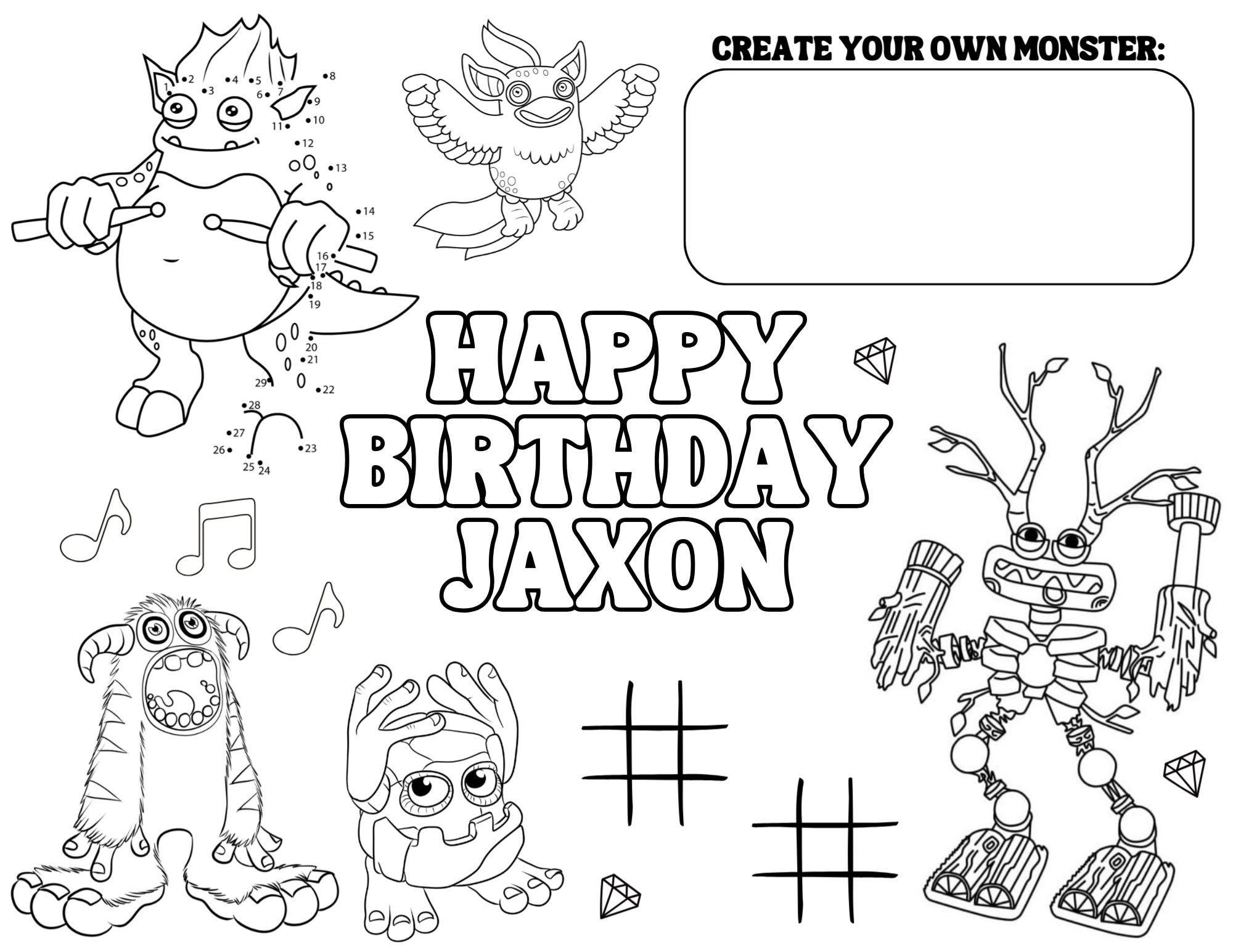 My Singing Monsters MSM Birthday Party Editable Print Out Activity ...