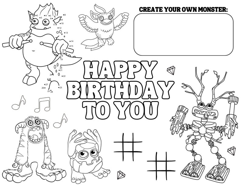 My Singing Monsters MSM Birthday Party Editable Print Out Activity ...