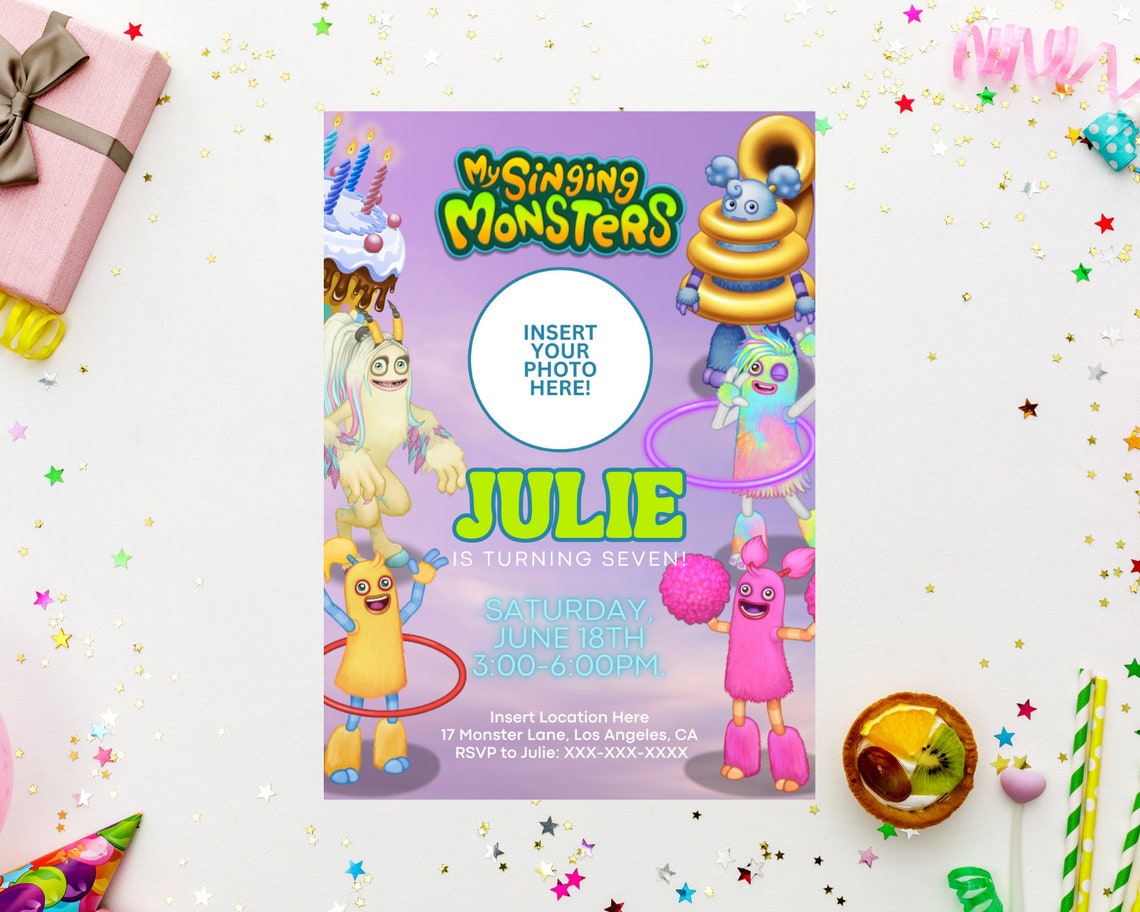 My Singing Monsters MSM Girls Birthday Invitation, My Singing Monsters ...