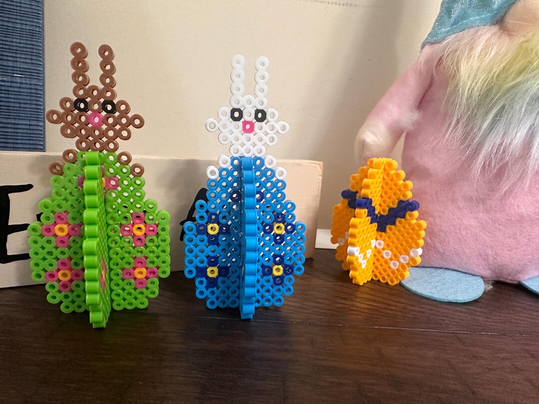 Easter Egg Rabbit Figurines Perler Bead Fuse Bead Figurines Easter ...