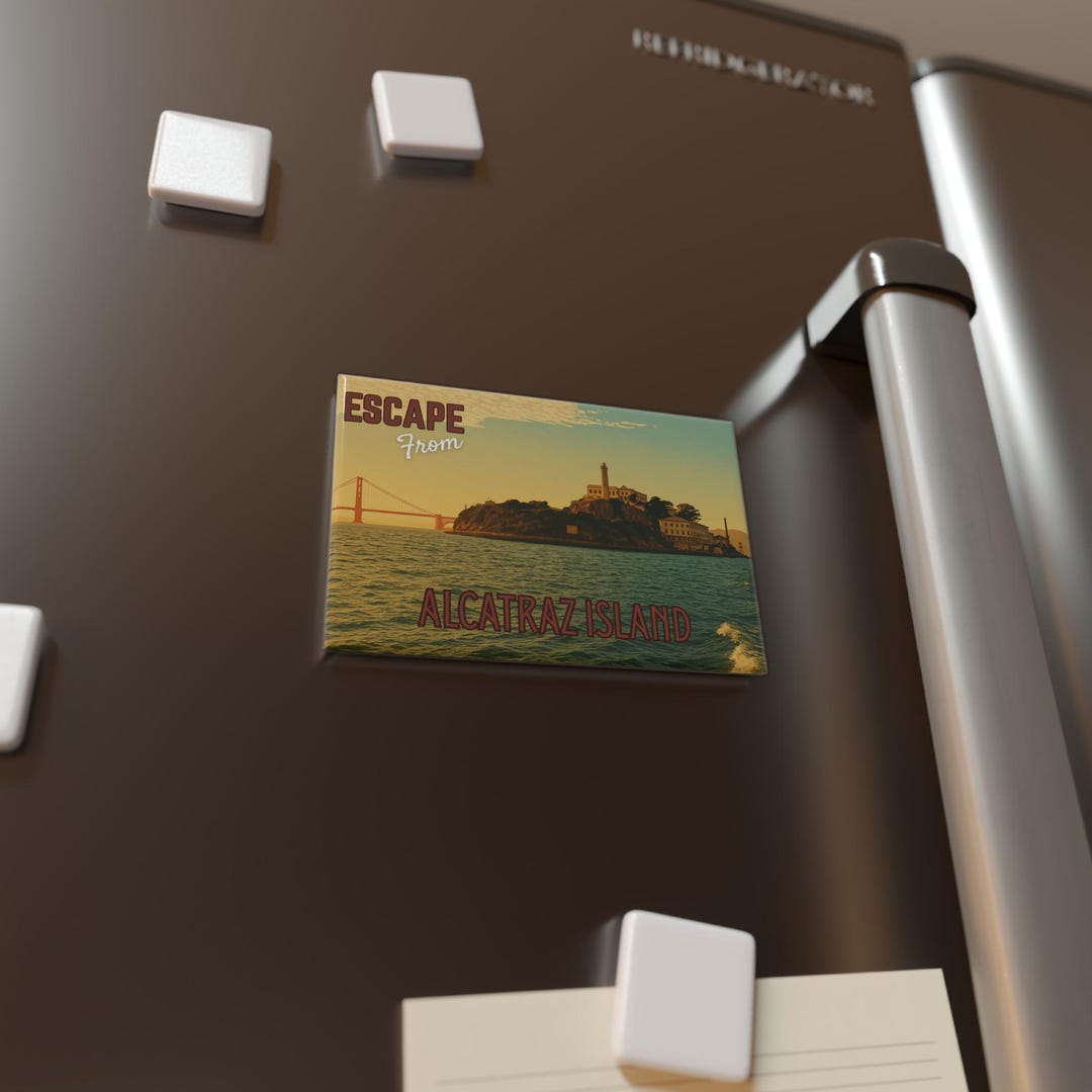 Rectangle Magnet, Alcatraz Island Vintage Travel Poster, San Francisco ...