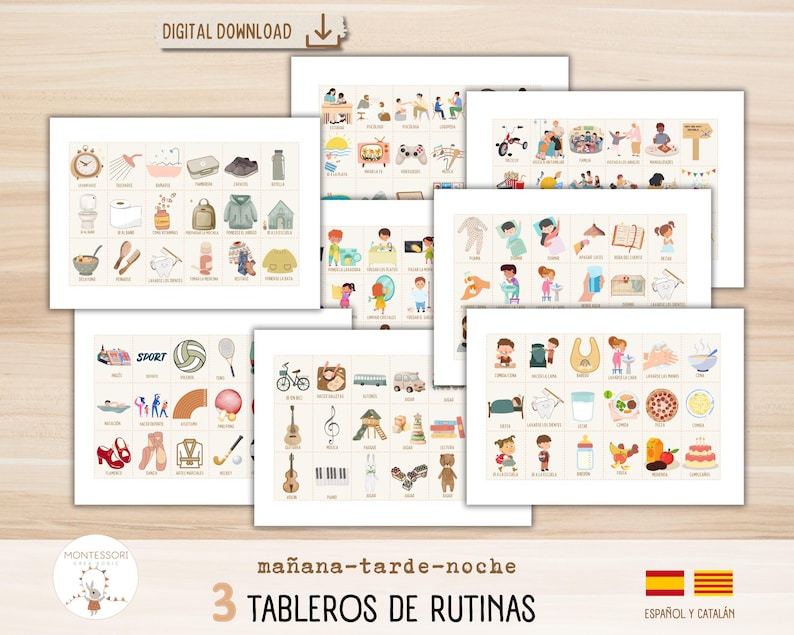 Tablero de rutinas y hábitos diarios para niños, 162 tarjetas de rutinas, imprimible ...