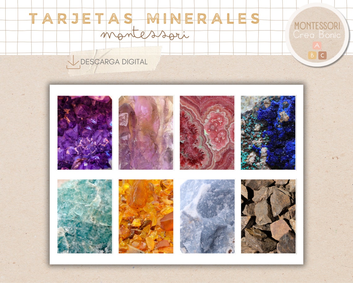 Montessori Gemstone Flashcards, Printable Materials, Minerals and ...