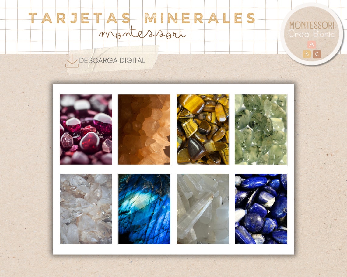 Montessori Gemstone Flashcards, Printable Materials, Minerals and ...