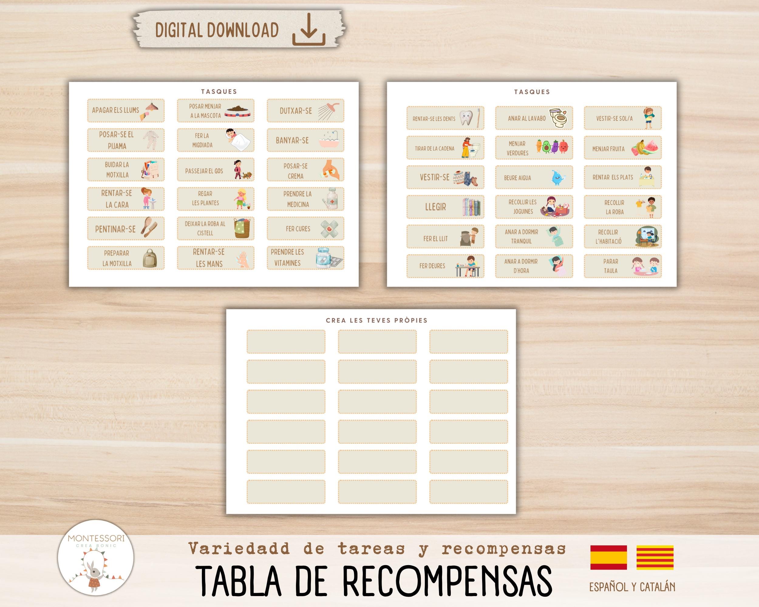 Rewards Table. Children's Routines and Habits. Spanish and Catalan ...