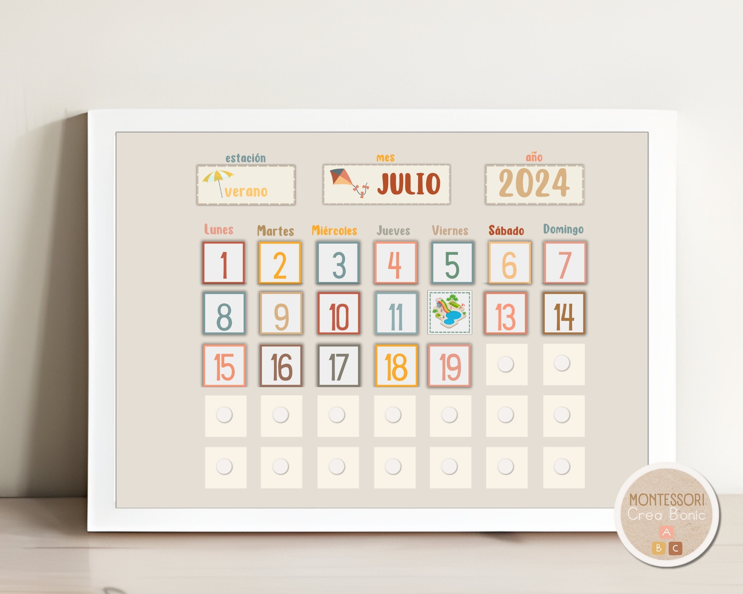 Calendario mensual para niños I Calendario de aprendizaje I Calendario ...