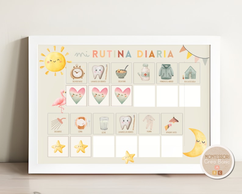 Plantilla de rutinas diarias para niños en español y catalán, 207 ...