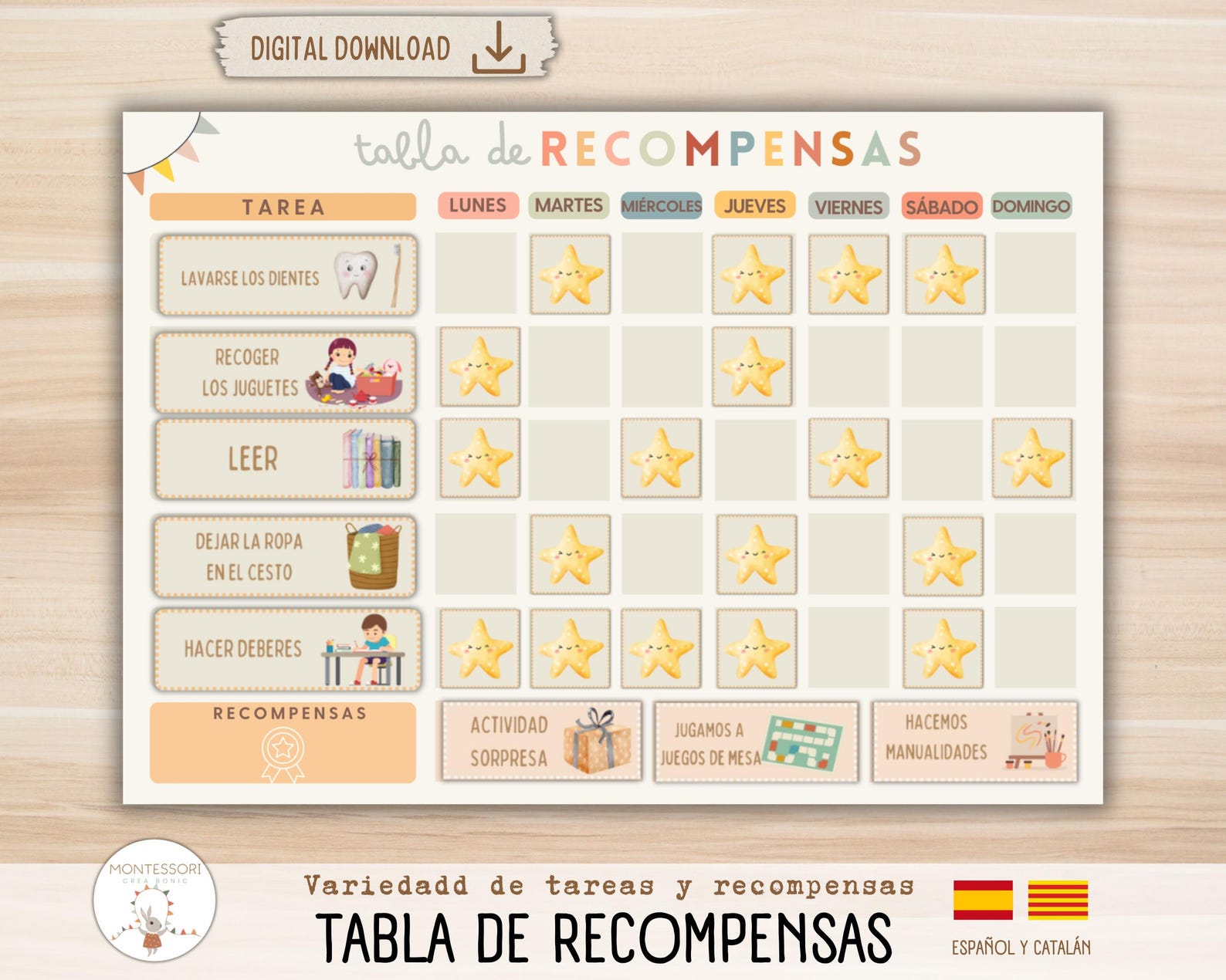 Rewards Table. Children's Routines and Habits. Spanish and Catalan ...