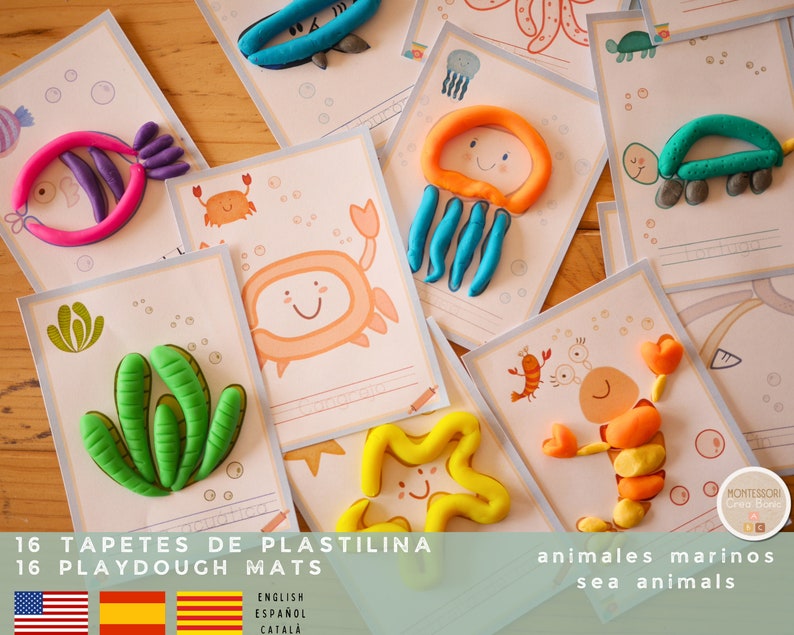 Sea Animals Plasticine Templates. Playdought Mats Sea Animals. Fine ...