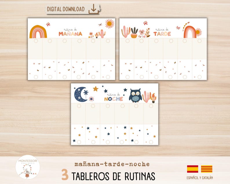 Tablero de rutinas y hábitos diarios para niños, 162 tarjetas de rutinas, imprimible ...