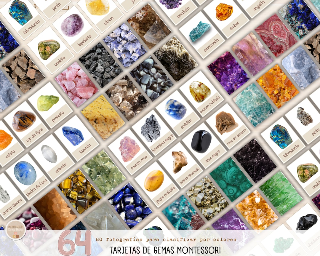 Montessori Gemstone Flashcards, Printable Materials, Minerals and ...