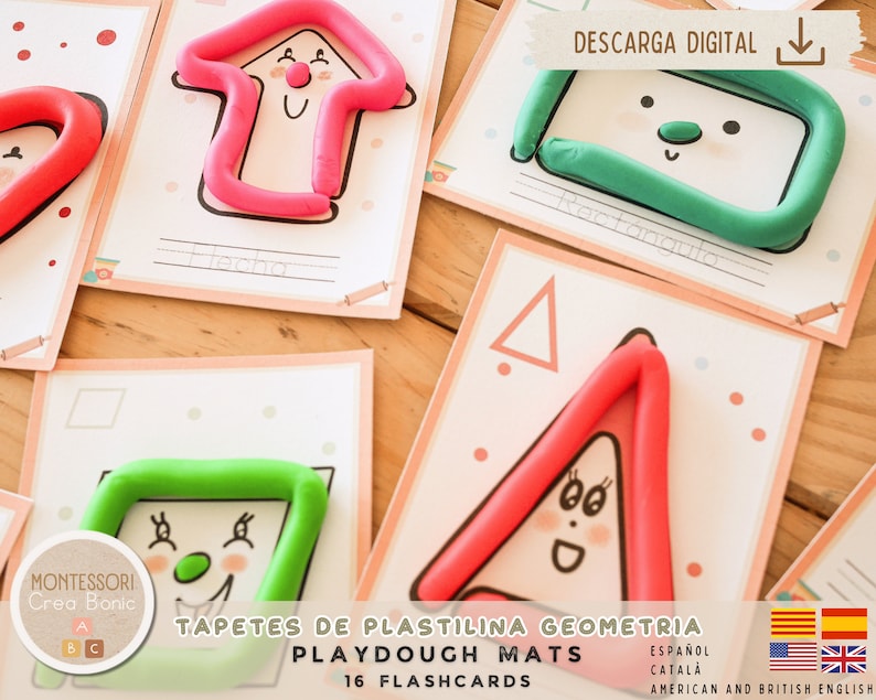 Plantillas de geometría de Plastilina. 2D Shapes Playdough Mats ...