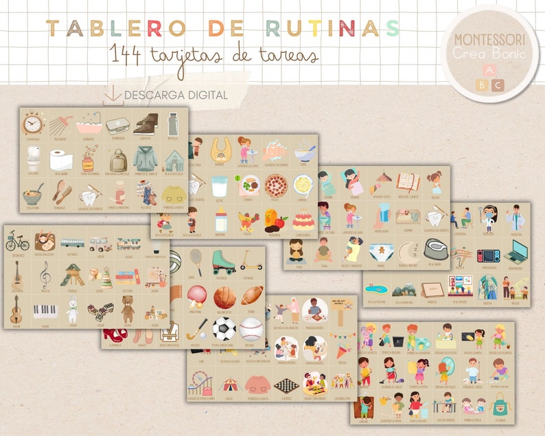 Tablero de rutinas diarias para niños en español y catalán. Temática ...