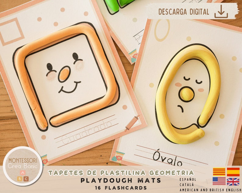 Plantillas de geometría de Plastilina. 2D Shapes Playdough Mats ...