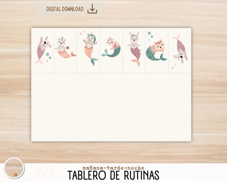 Daily Routine Board for Kids in Spanish. Mermaids. 144 Routine Cards ...