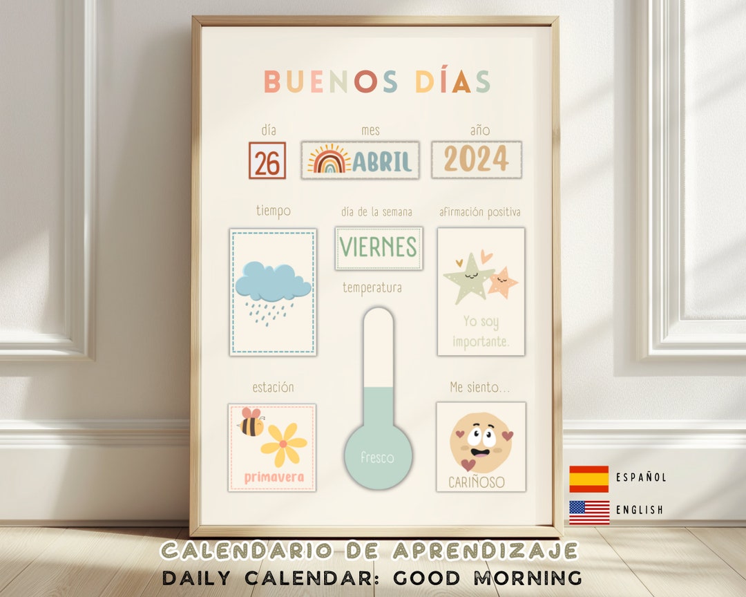 Calendario de Aprendizaje para niños, español, catalán e inglés ...