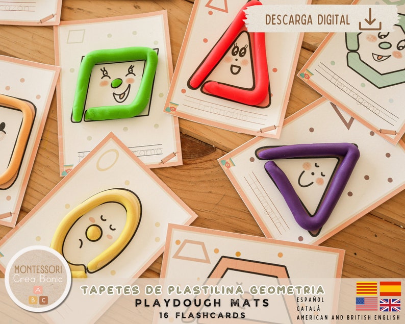 Plantillas de geometría de Plastilina. 2D Shapes Playdough Mats ...