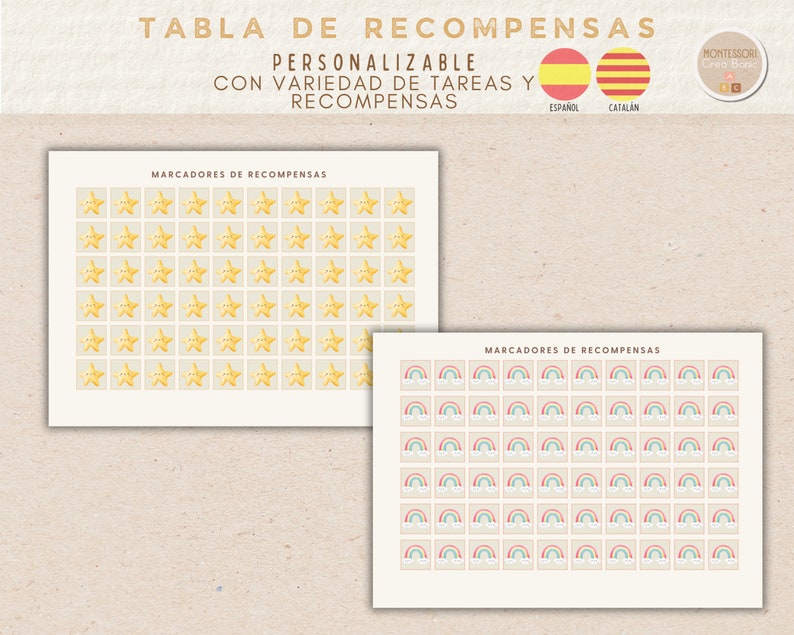 Tabla de Recompensas. Rutinas y hábitos niños. Español y catalán ...