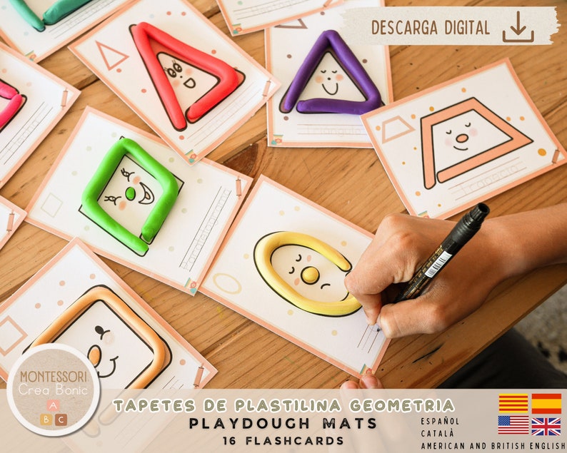 Plantillas de geometría de Plastilina. 2D Shapes Playdough Mats ...