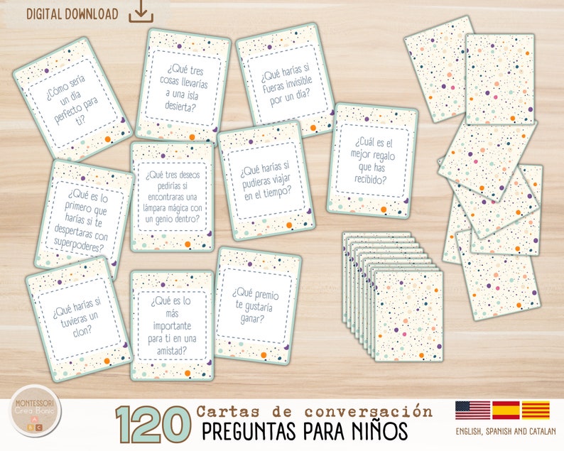 120 Tarjetas de Preguntas Para Niños. Tarjetas de Conversaciónpara ...