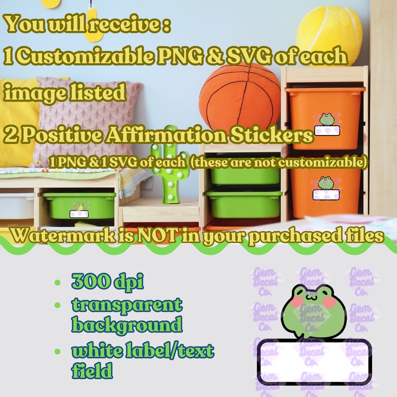 Customizable Name Tags Labels Decals Stickers Kawaii Frogs - Etsy