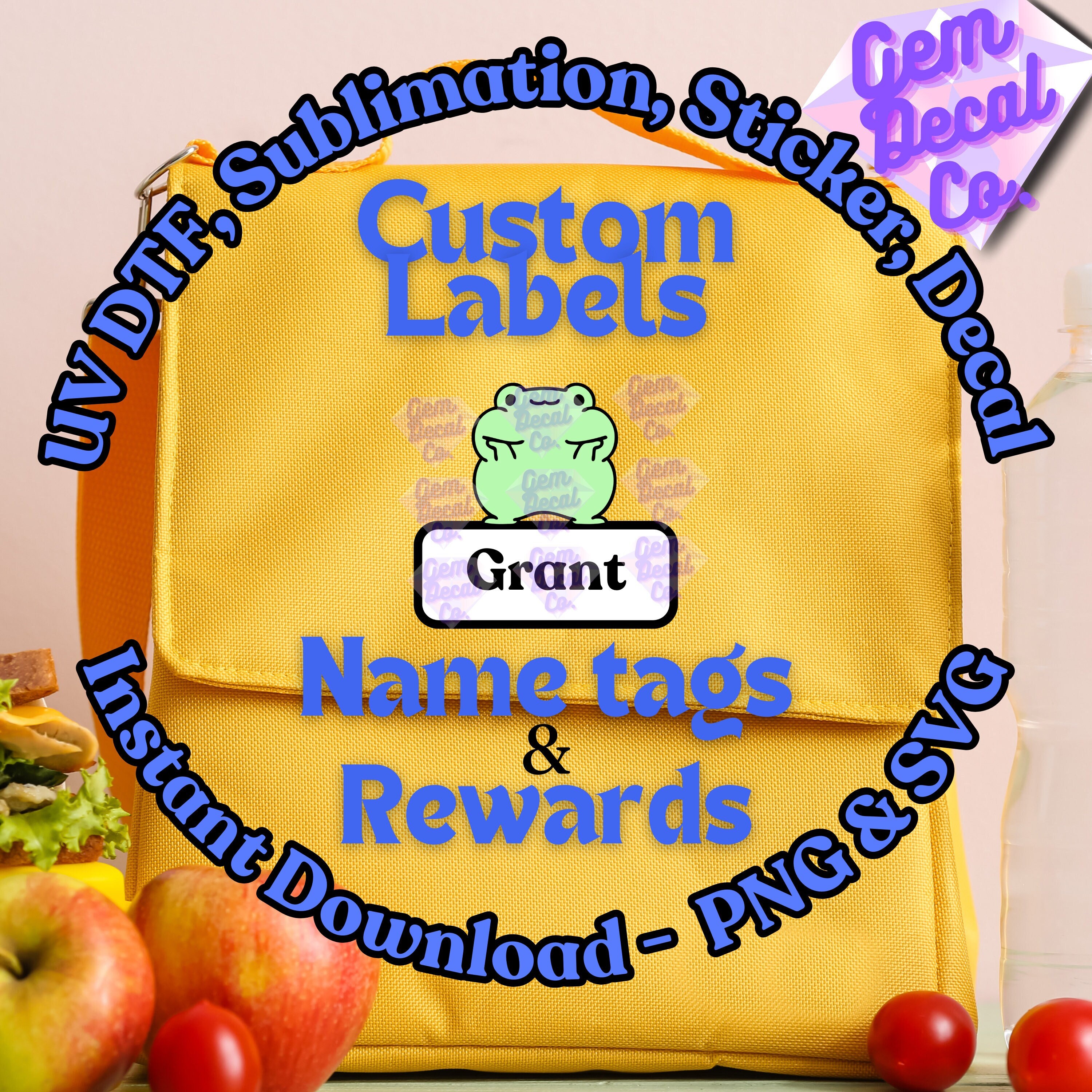 Customizable Name Tags Labels Decals Stickers Kawaii Frogs - Etsy