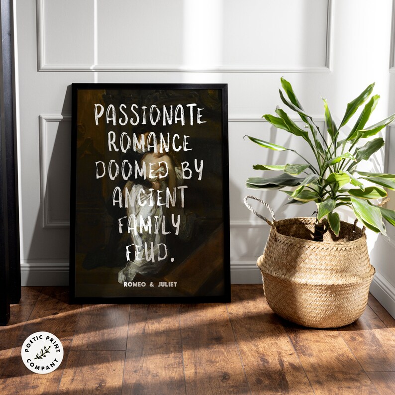 Romeo and Juliet Poster. Oversimplified Novel Wall Art. Shakespeare's ...