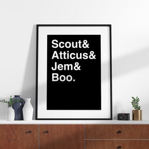 To Kill a Mockingbird Characters Poster. Harper Lee Book Print. Book ...