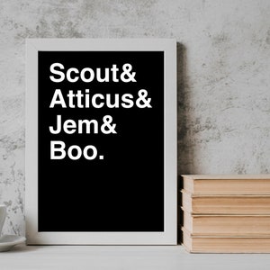 To Kill a Mockingbird Characters Poster. Harper Lee Book Print. Book ...