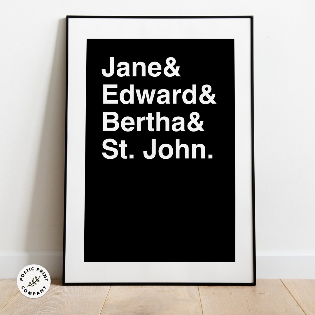 Jane Eyre Characters Poster. Charlotte Brontë Book Poster. Book Worm ...
