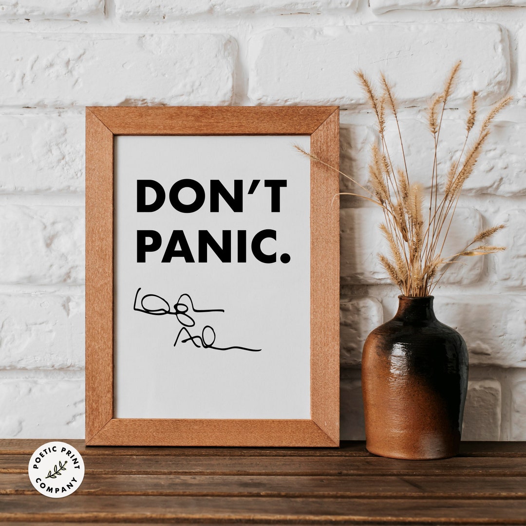 Douglas Adams Quote Poster - Don't Panic. Book Worm Gift. Hitchhiker's ...