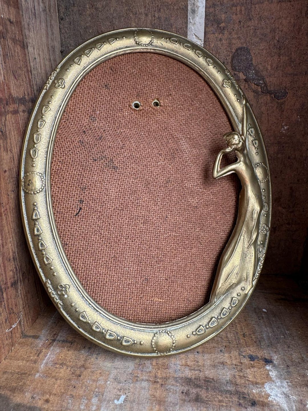 Art Nouveau Brass Picture Frame Brass Oval Frame Adorned Decorative ...
