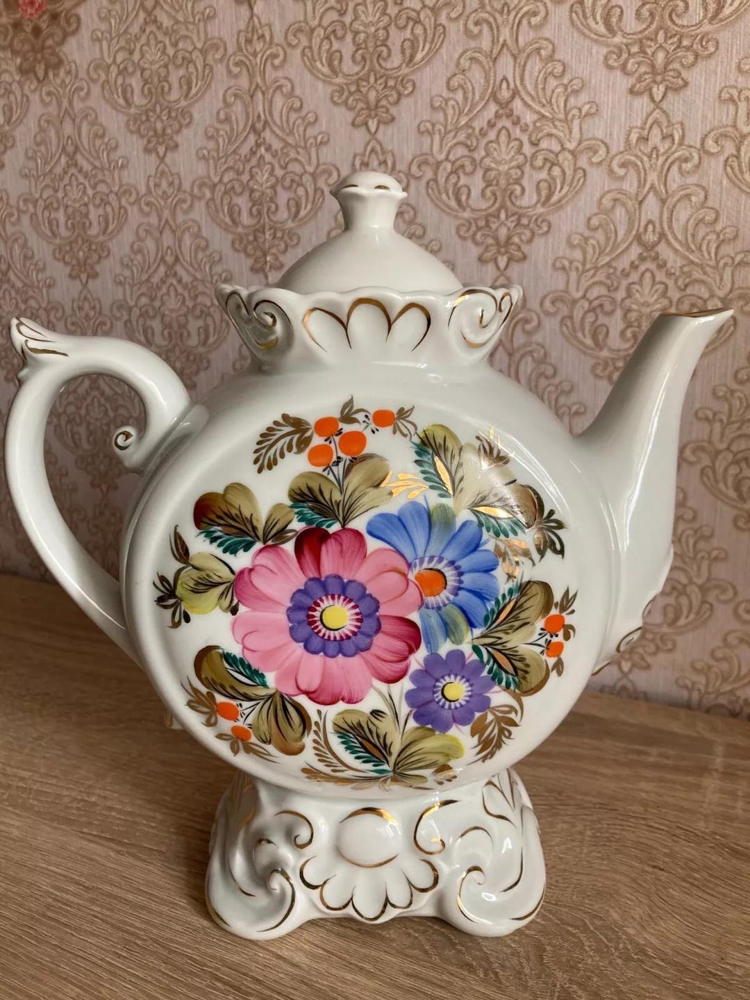 Vintage Porcelain Teapots, Vintage Hand Painting. A Set of Porcelain ...
