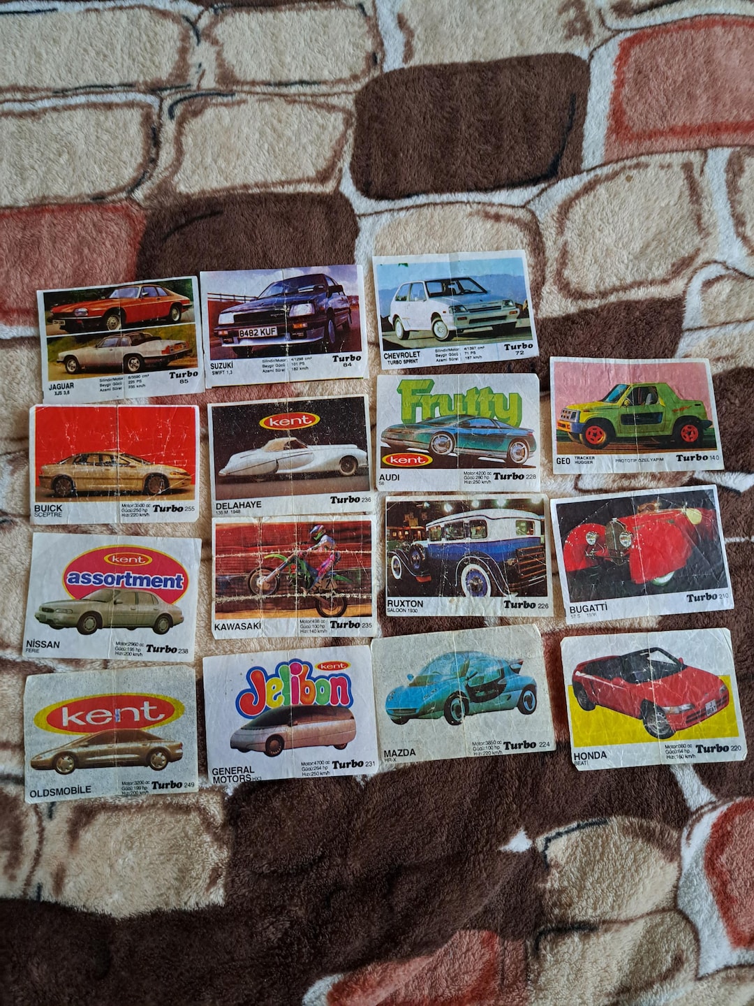 Vintage Turbo Gum Car Cards –15 Piece Sport & Classic Cars Bubble Gum ...