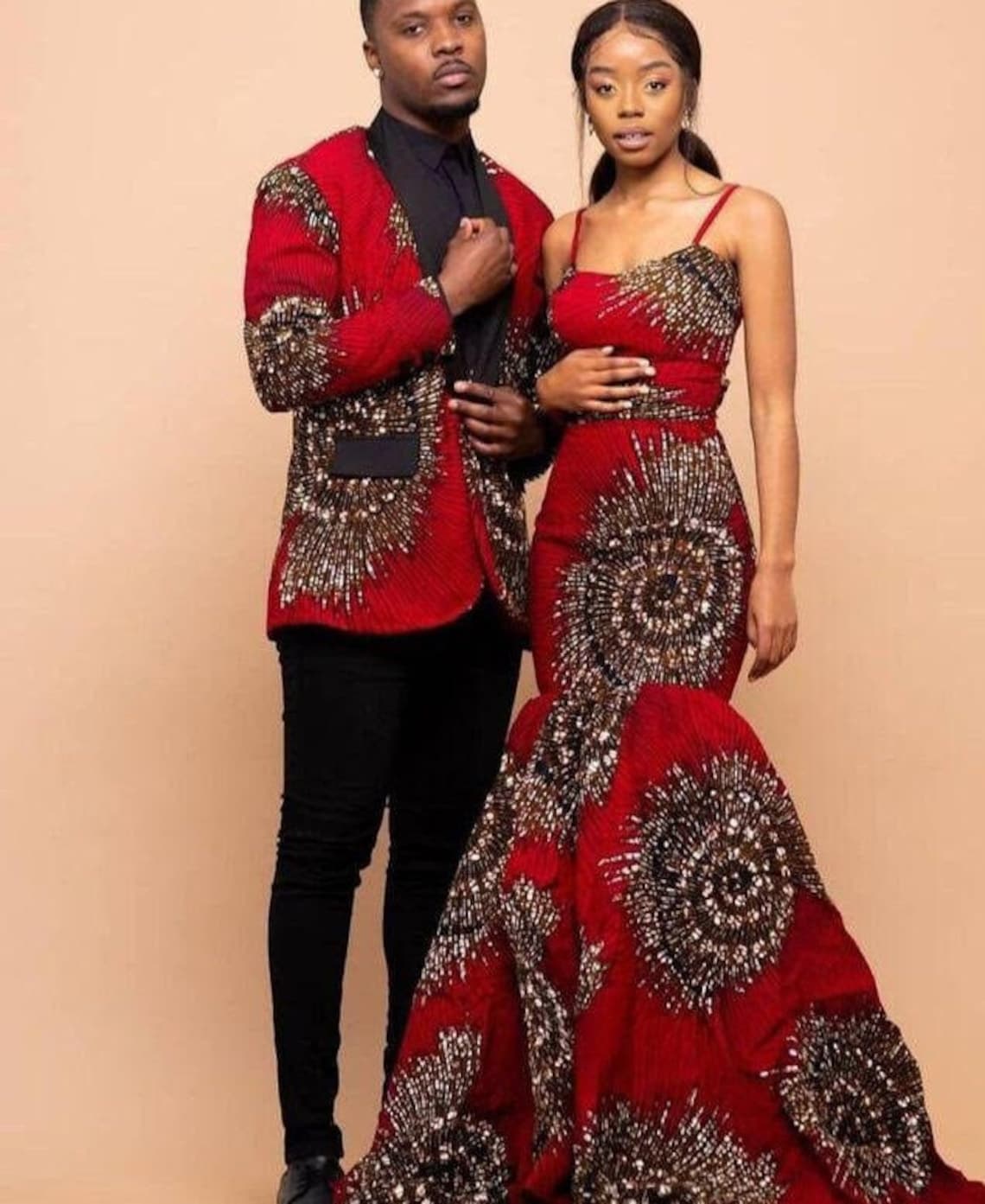 Couple African Print, African Couple Outfit, African Couple Clothing ...