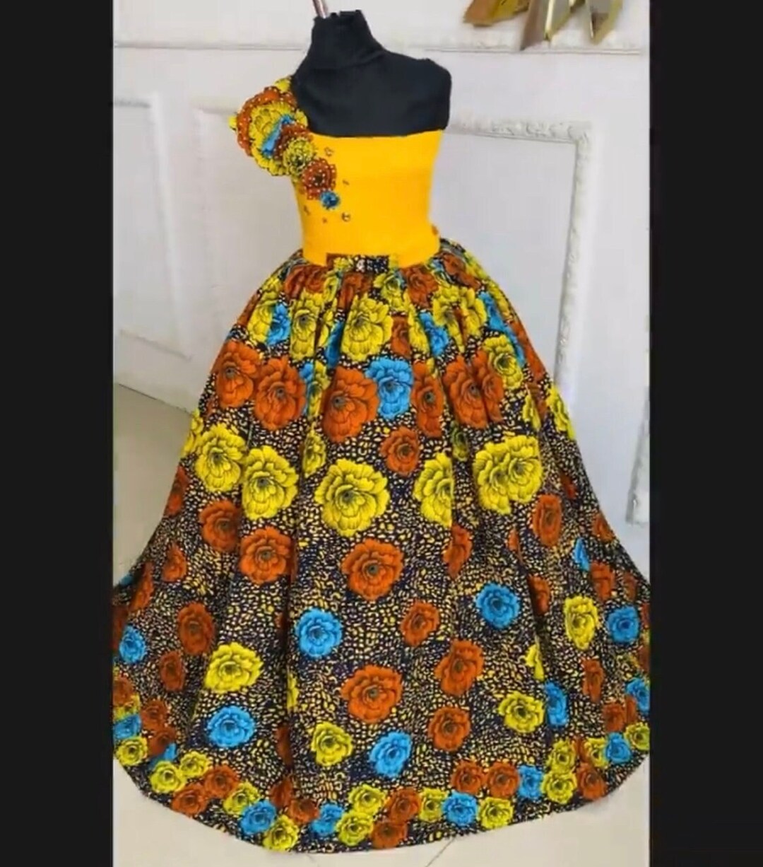 Ankara Birthday Girl Outfit,yellow Birthday Tutu Dress,baby Girl 1st ...