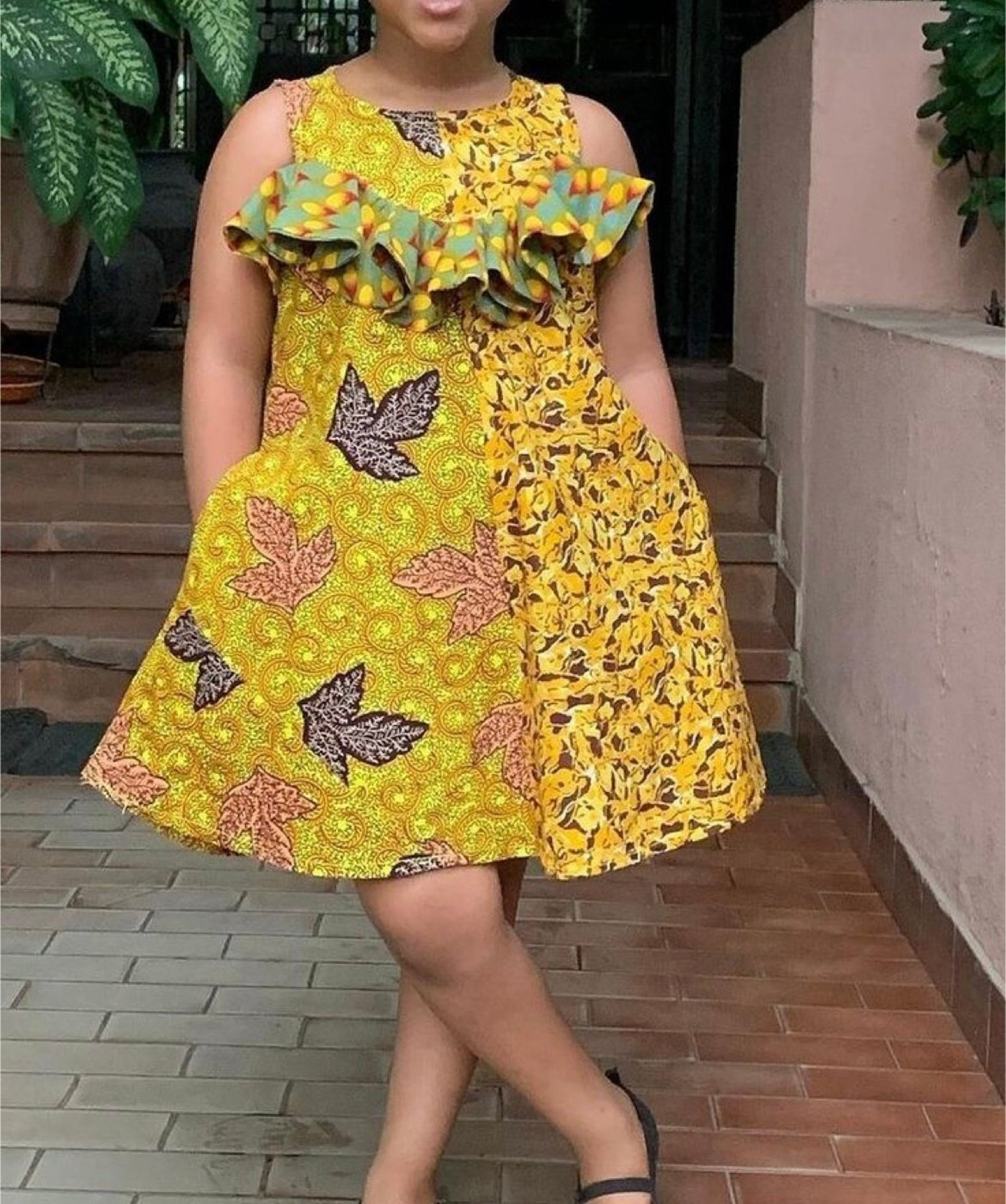 Ankara Birthday Girl Outfit, African Print Girl Outfit Dresses Purple ...