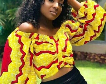 African Print Blouse, African Ankara Top, African Clothing Blouse, African Print Shirt, African ...