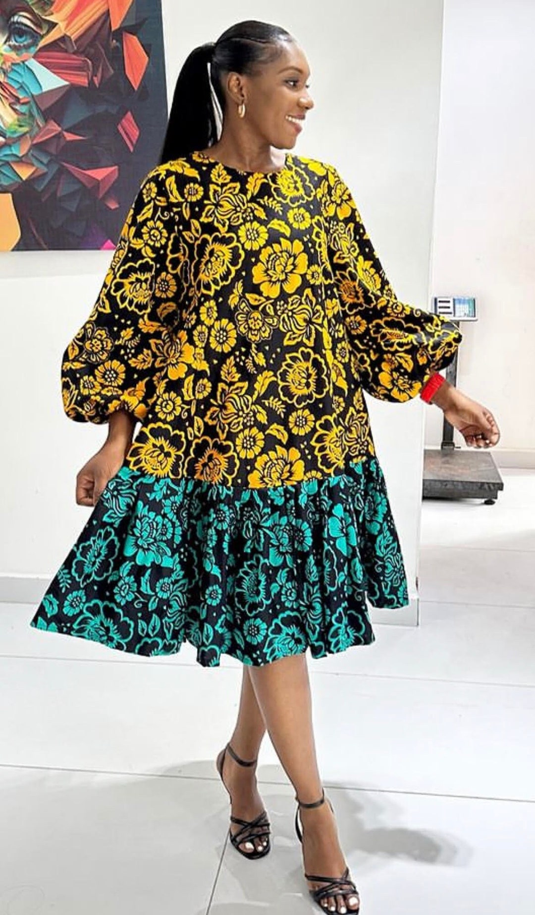 African Print Women's Dress, African Print, African Flared Dress, African Clothing, African ...