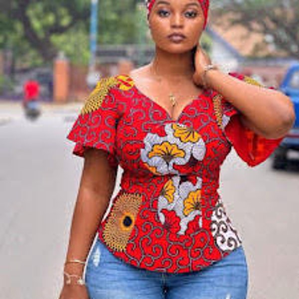 African Print Blouse - Etsy