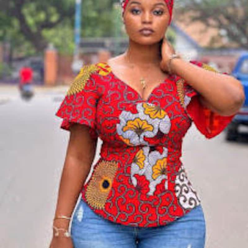 African Print Blouse - Etsy