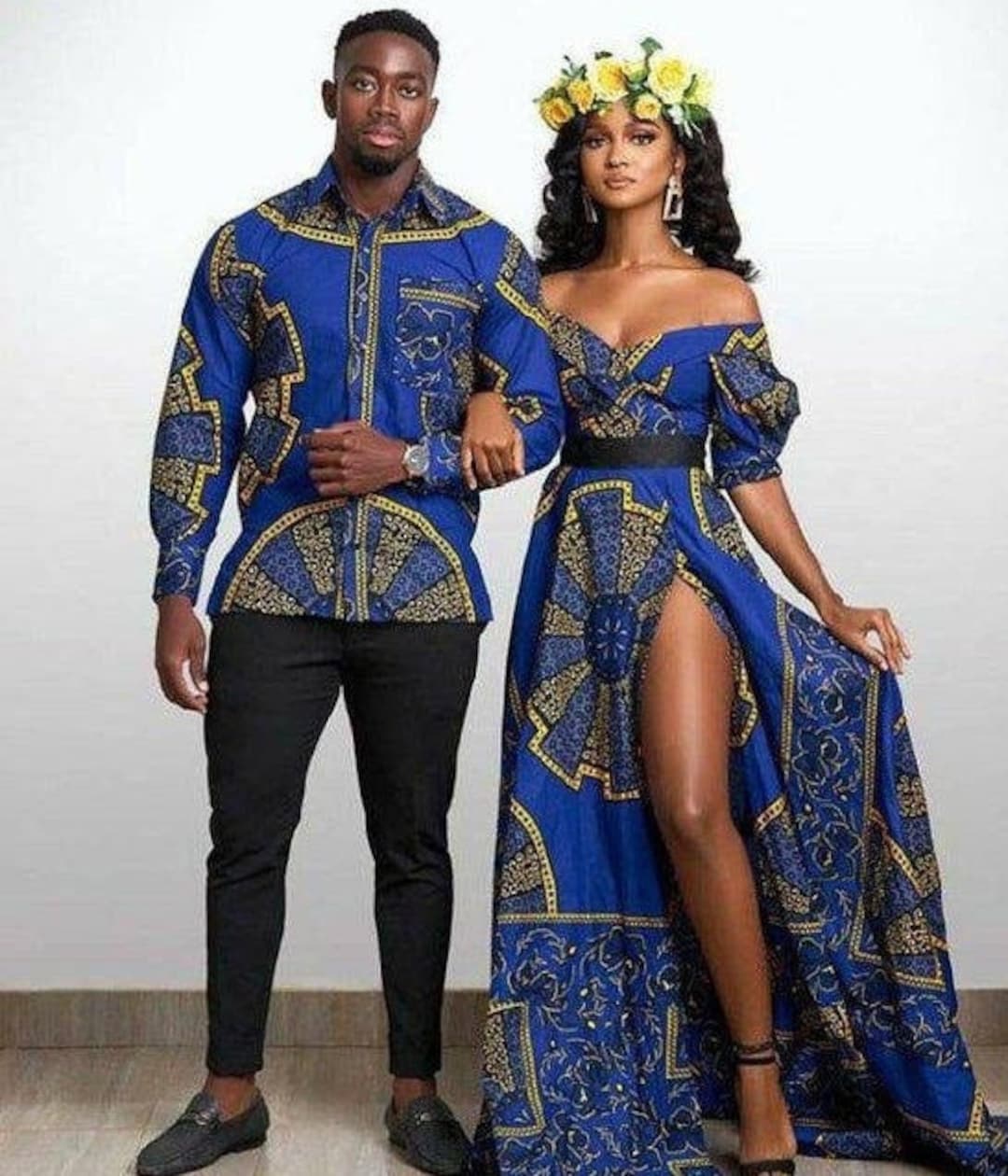 Couple African Print, African Couple Outfit, African Couple Clothing ...